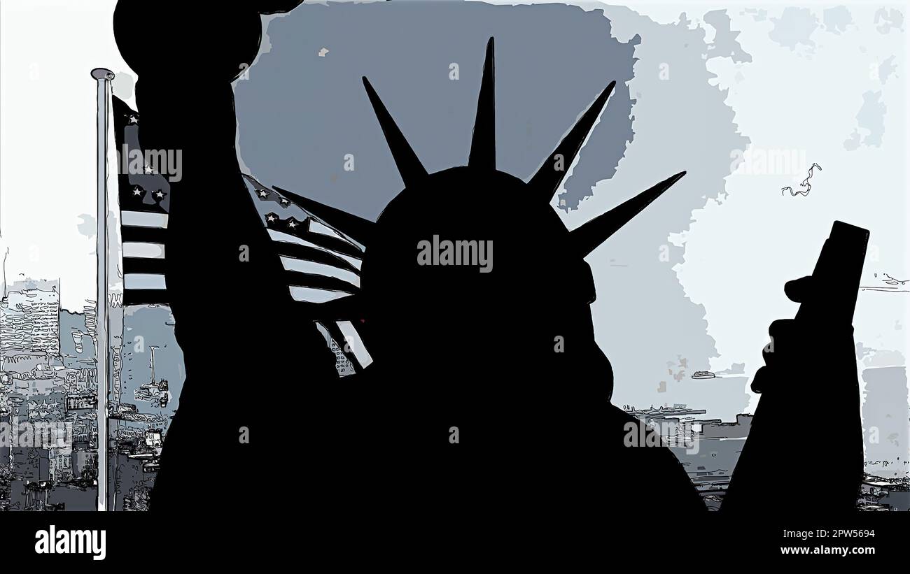 Statue of liberty hand draw digital art Stock Photo - Alamy