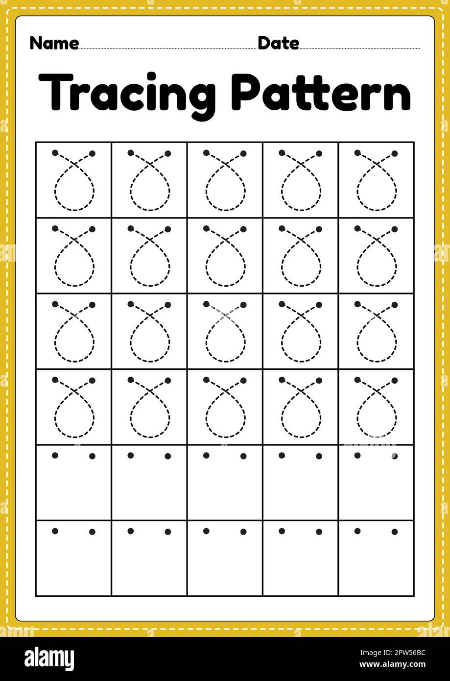 Tracing pattern loop lines worksheet for kindergarten, preschool and ...