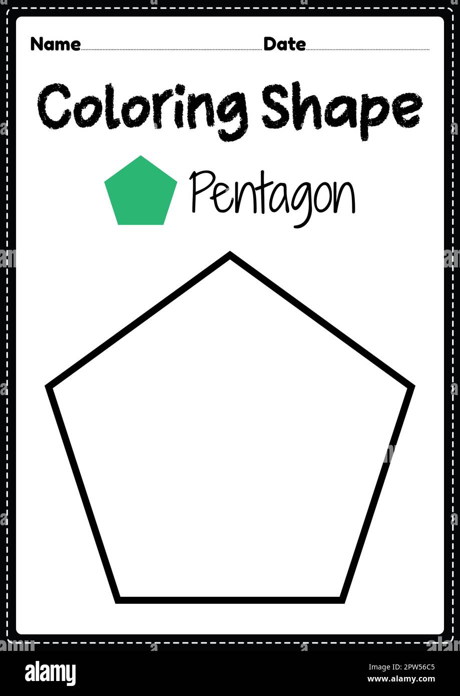 Pentagon coloring page for preschool, kindergarten & Montessori kids to ...