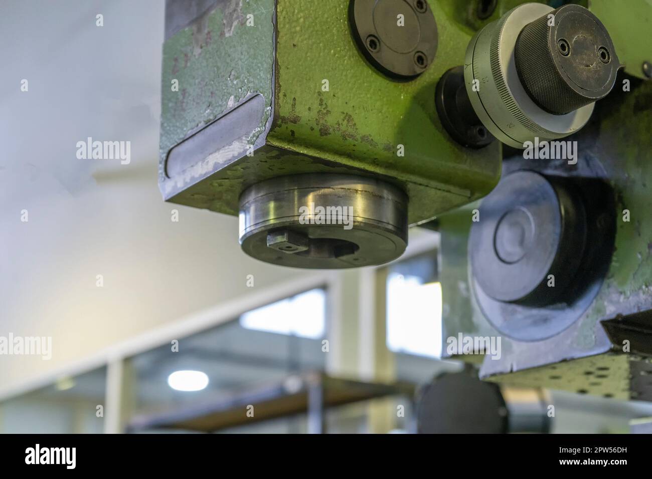 CNC turning spindle and old machine lathe Stock Photo - Alamy
