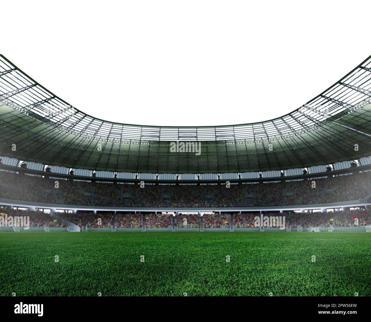 Modern soccer stadium view with green grass Stock Photo - Alamy