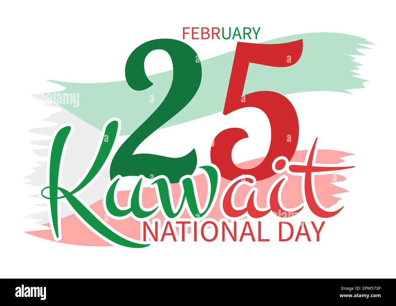 National Kuwait Day on February 25th with Waving Flag and Independence ...
