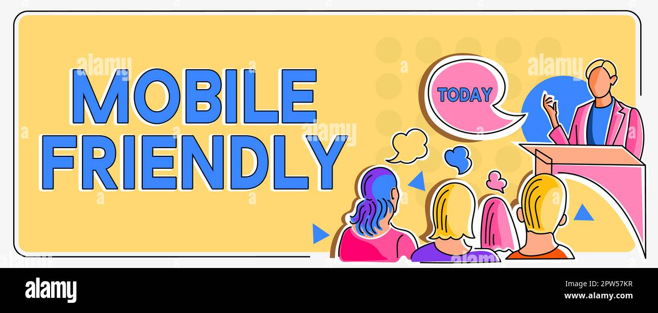 Writing displaying text Mobile Friendly, Word for website is designed ...