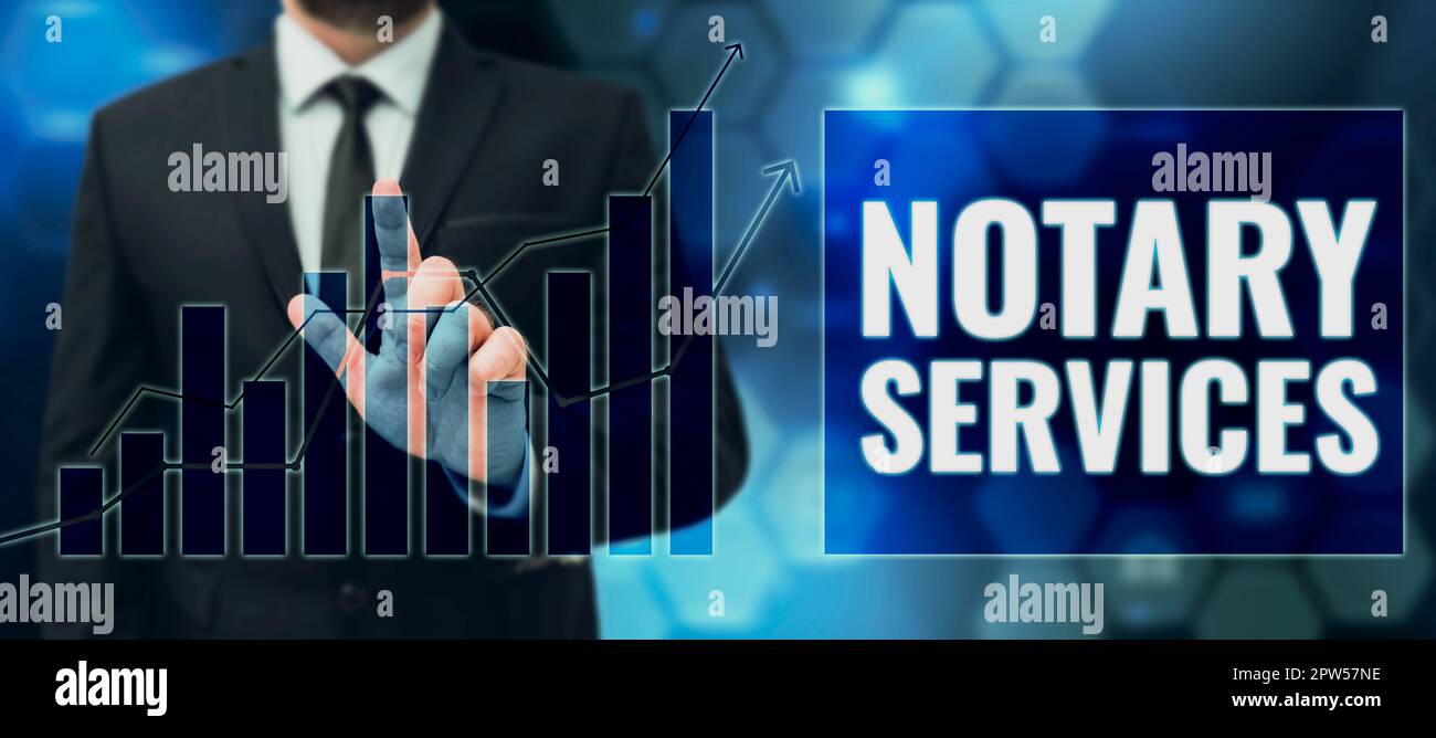 Text caption presenting Notary Services, Business showcase services ...