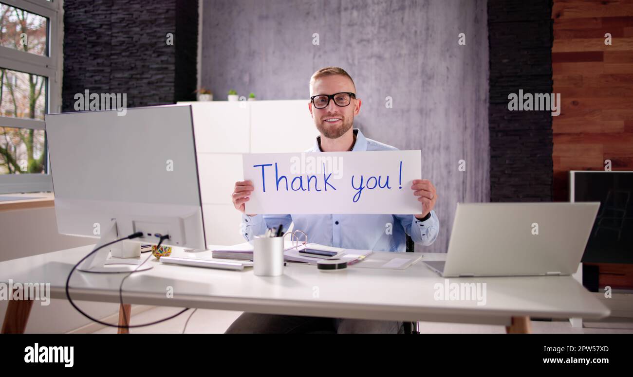 Thank You Corporate Job Appreciation Sign. Grateful Business Man Stock ...