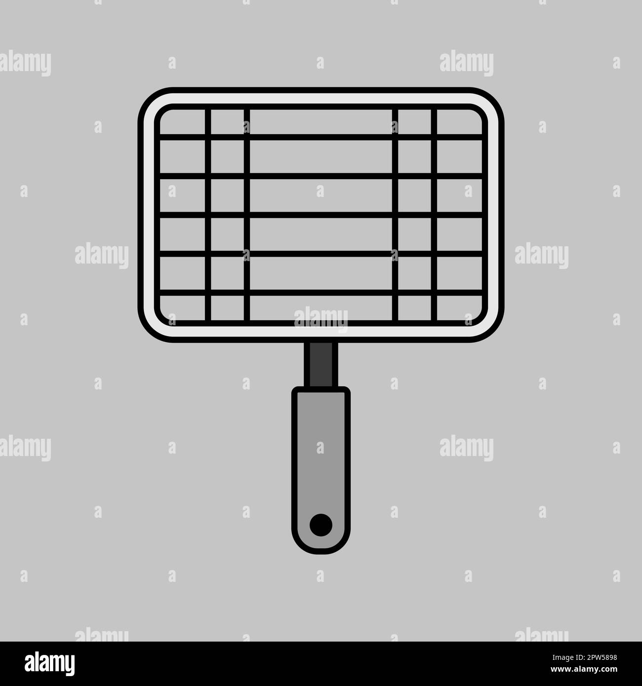 Barbecue, grill steel grid vector grayscale icon. Graph symbol for ...