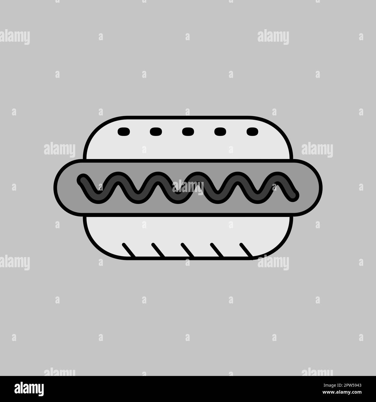 Hot dog vector grayscale icon. Fast food sign. Graph symbol for cooking ...