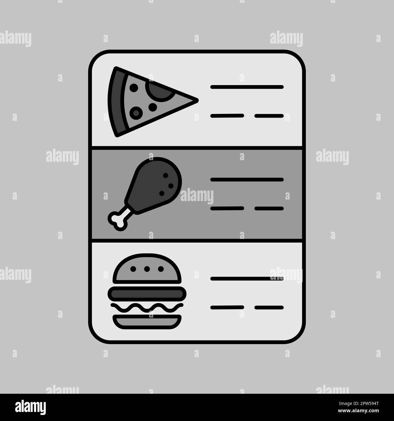 Online food menu vector grayscale icon. Delivery sign. Graph symbol for ...