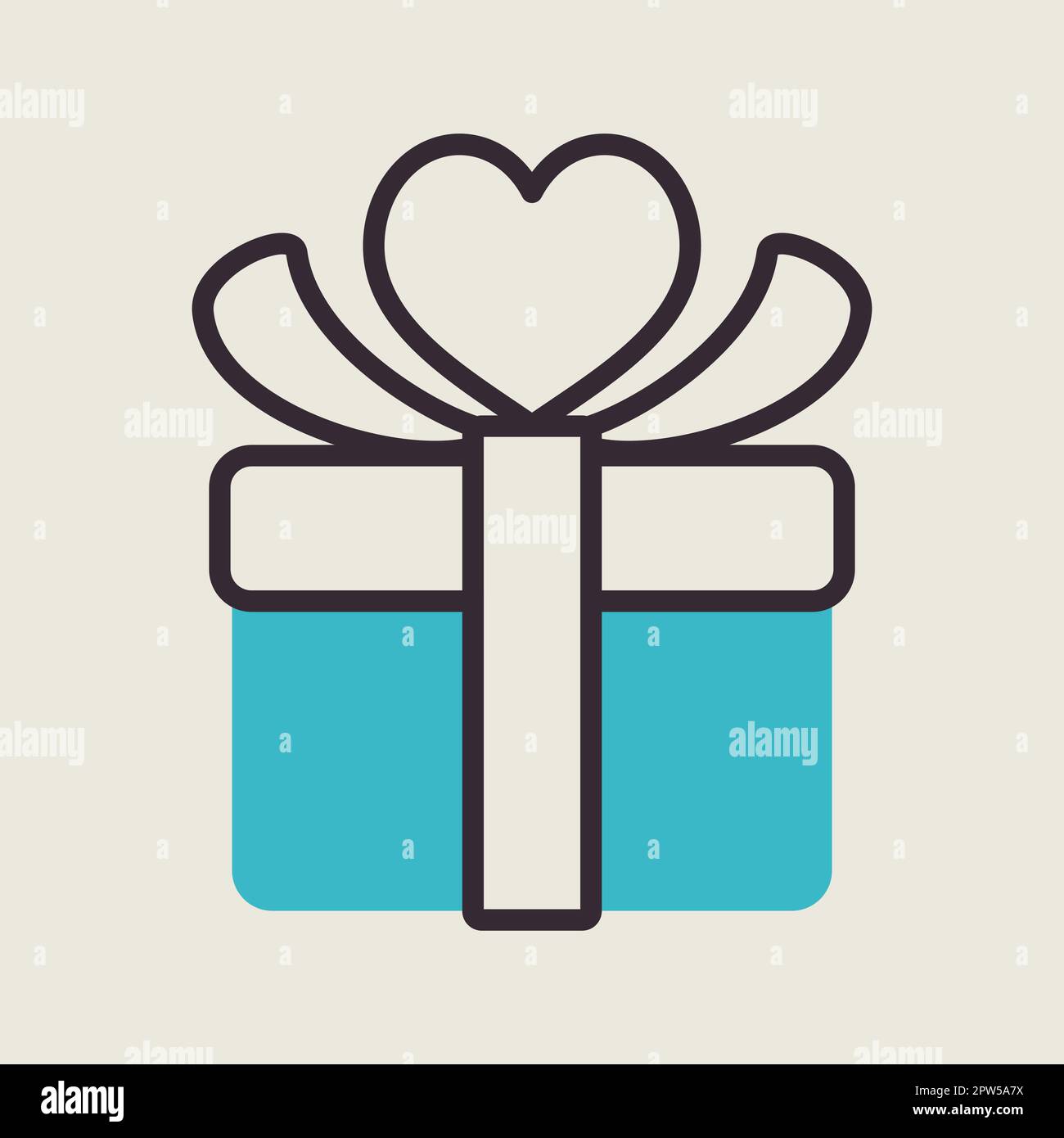 Gift box sign icon. Present with heart love symbol Stock Vector Image ...