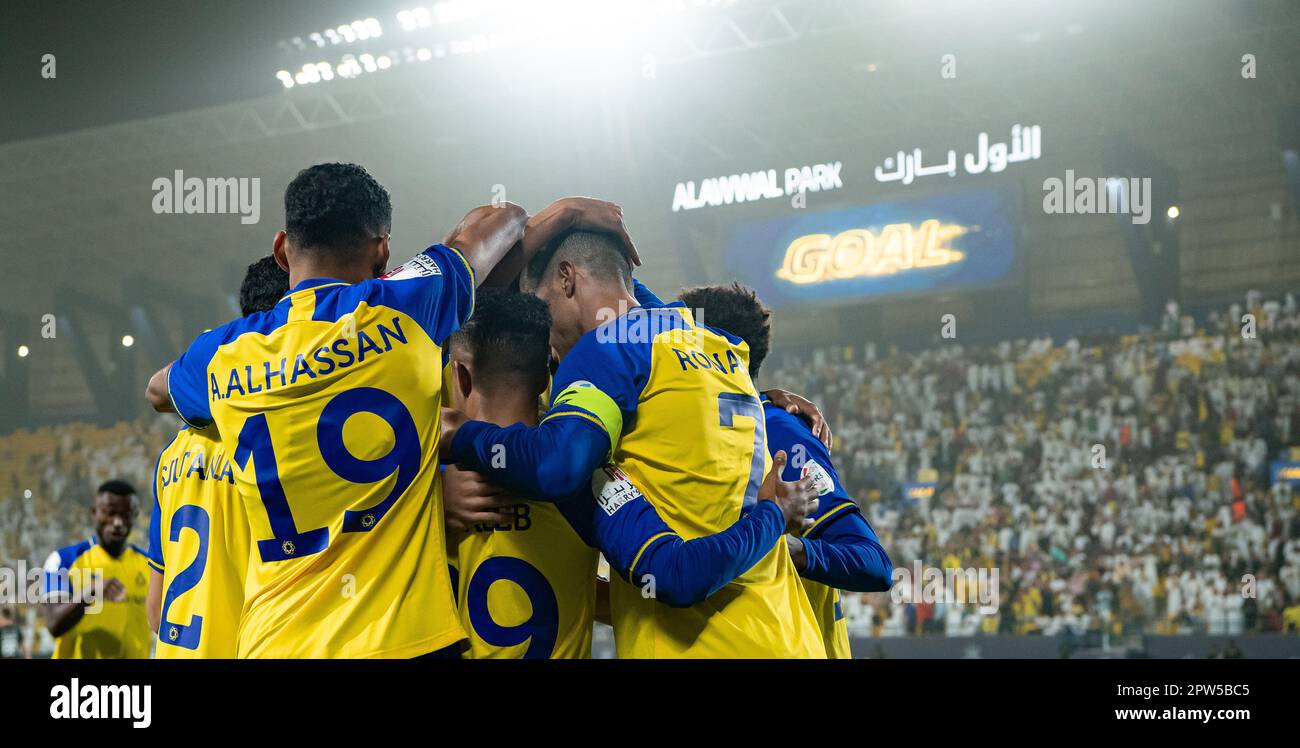 Cristiano Ronaldo of Al-Nassr FC celebrates his goal against Al-Raed FC ...
