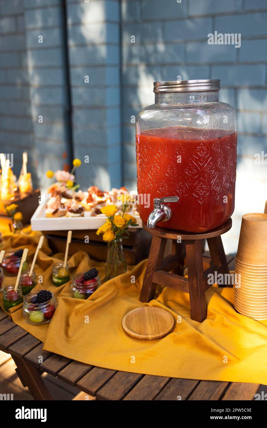 Backyard barbeque party at summer, elegant decoration, luxury catering ...