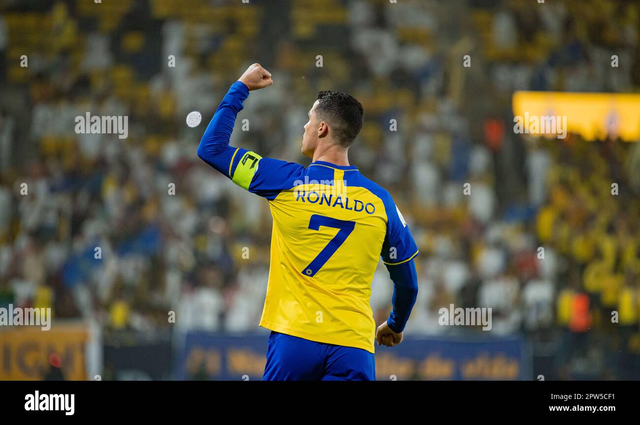 Cristiano Ronaldo of Al-Nassr FC celebrates his goal against Al-Raed FC ...