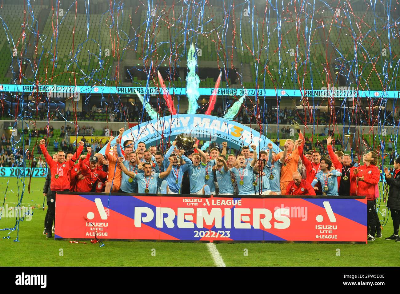 MELBOURNE, AUSTRALIA. 28 April, 2023. Melbourne City Premiership Title ...