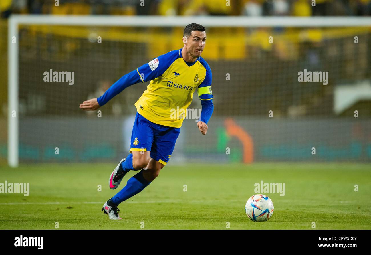 Cristiano Ronaldo of Al-Nassr FC in action during their SAFF Roshn ...