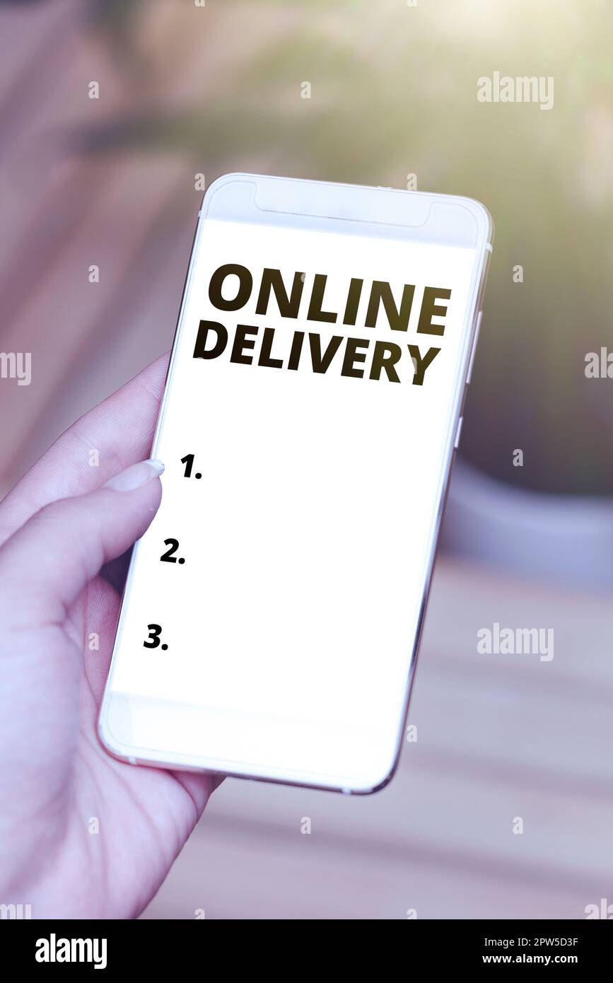 Text showing inspiration Online Delivery, Concept meaning the act or ...