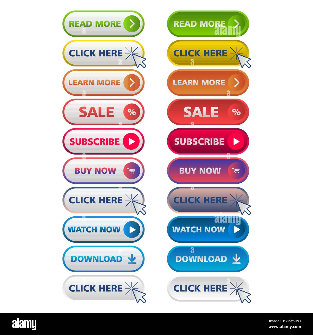 Icon set multi colored button in flat style Stock Vector Image & Art ...