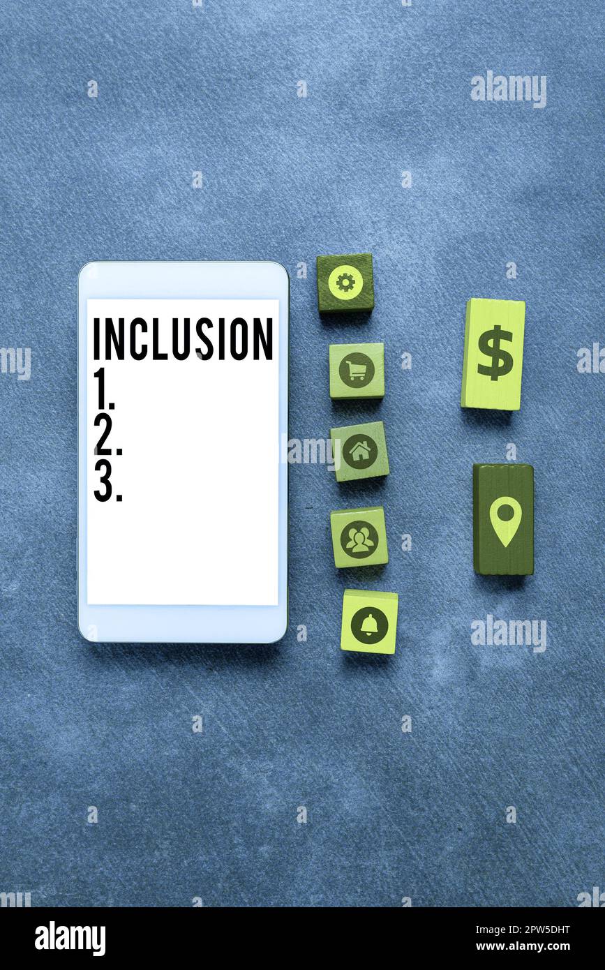 Text caption presenting Inclusion, Business showcase action state ...