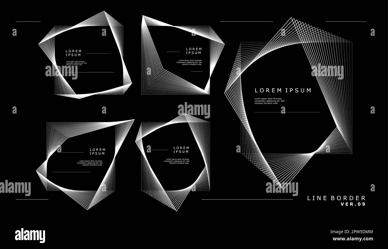 Square abstract line border design template. Blended lines frame design ...