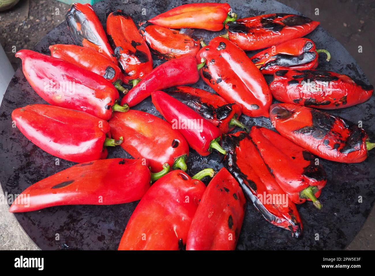 Roasting red peppers for a smoky flavor and quick peeling. Thermal ...