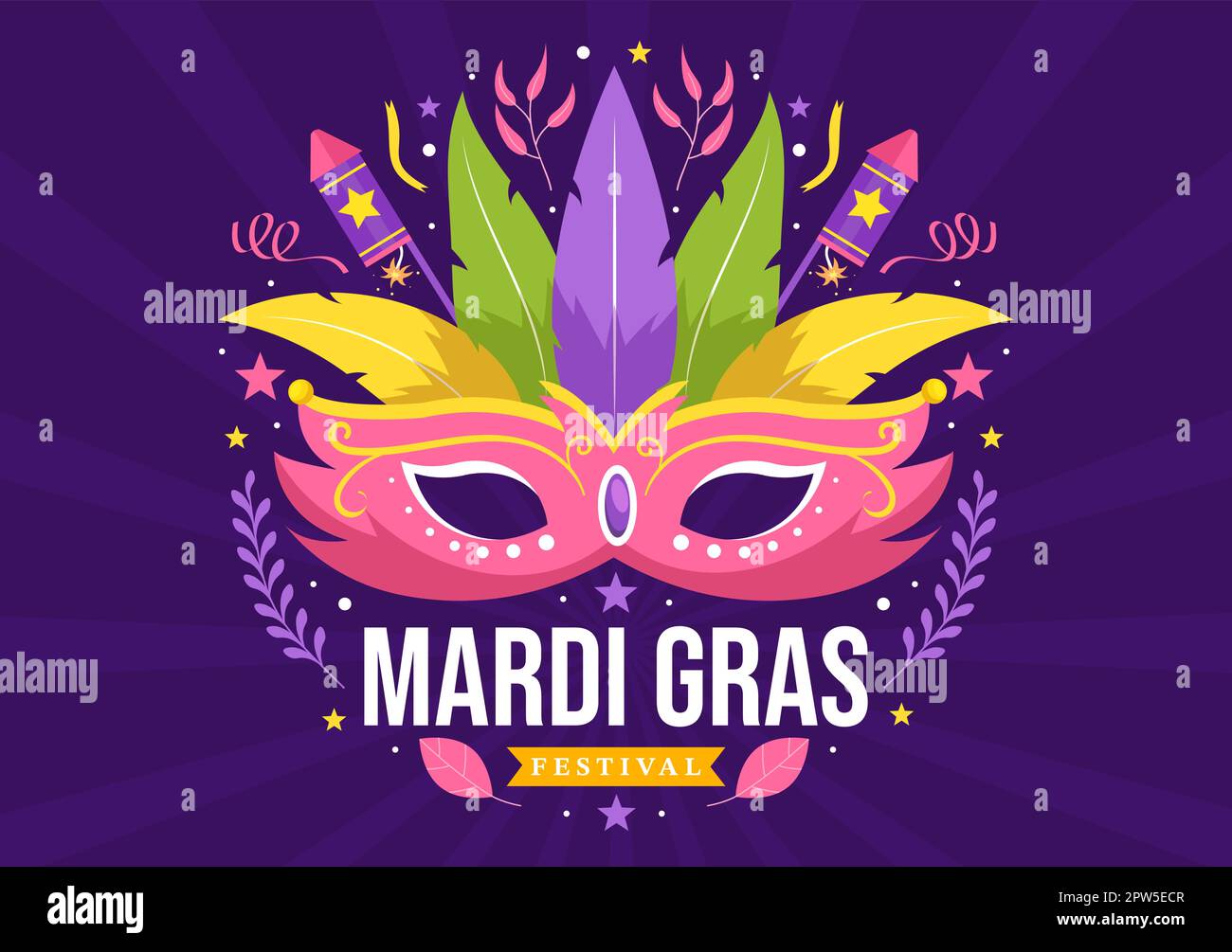 Mardi Gras Carnival Party Illustration With Mask Feathers And Item