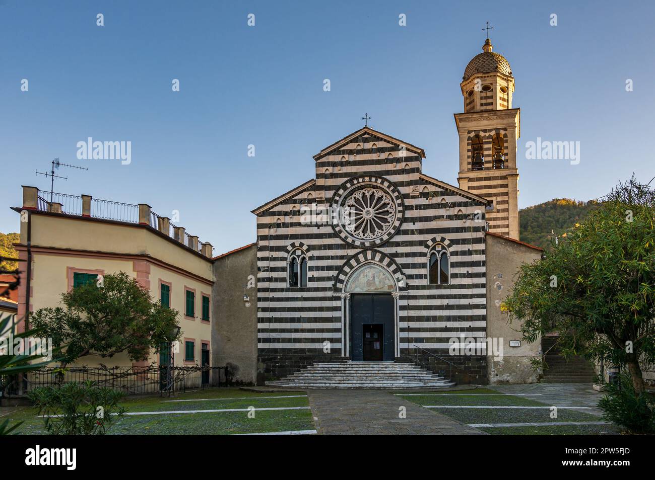 Typical black and white stripes facade of the St Andrew's Church in ...