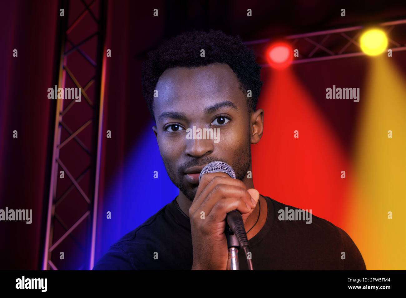 karaoke singer on stage music performance live show pop rock man ...