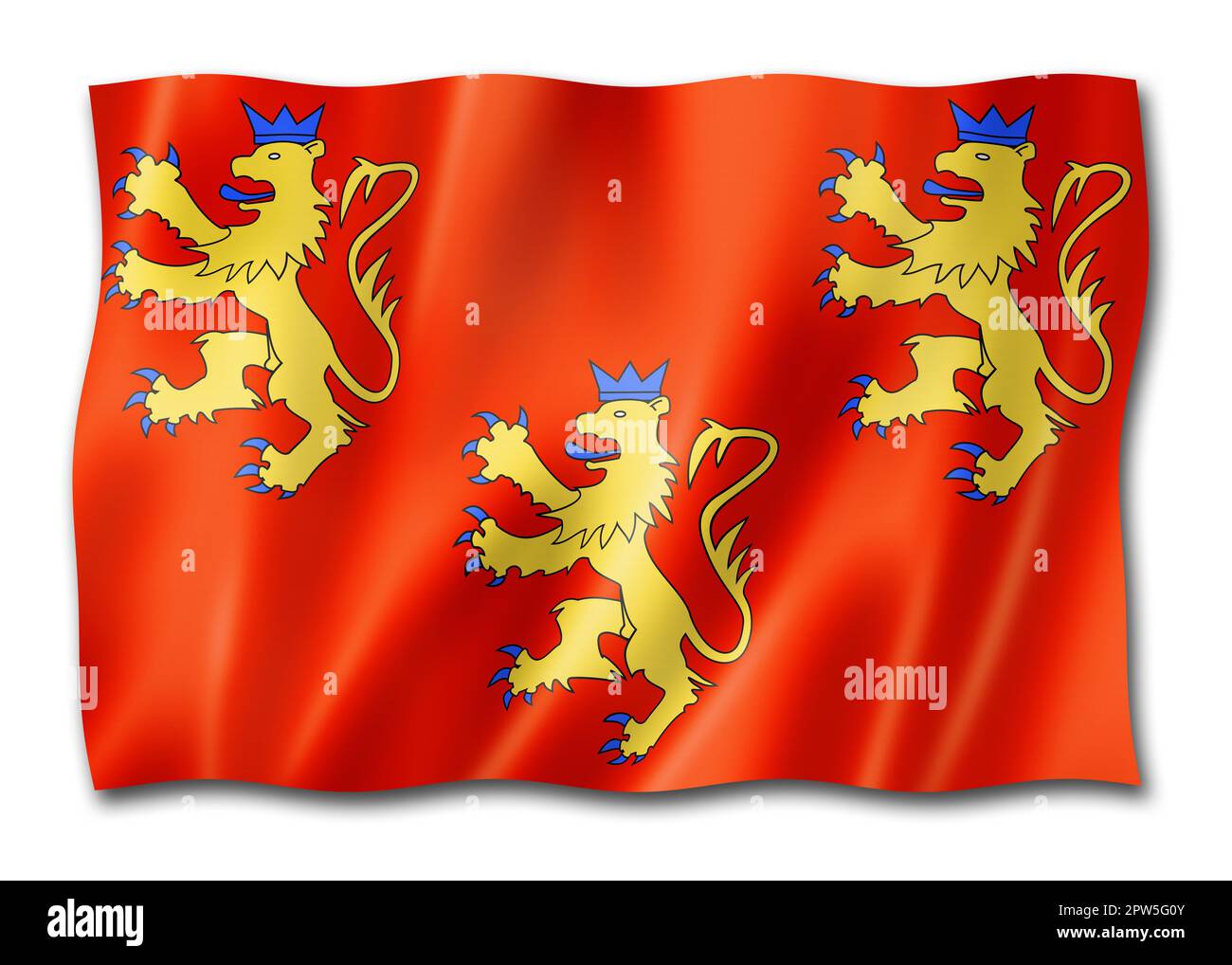 Dordogne County flag, France waving banner collection. 3D illustration ...