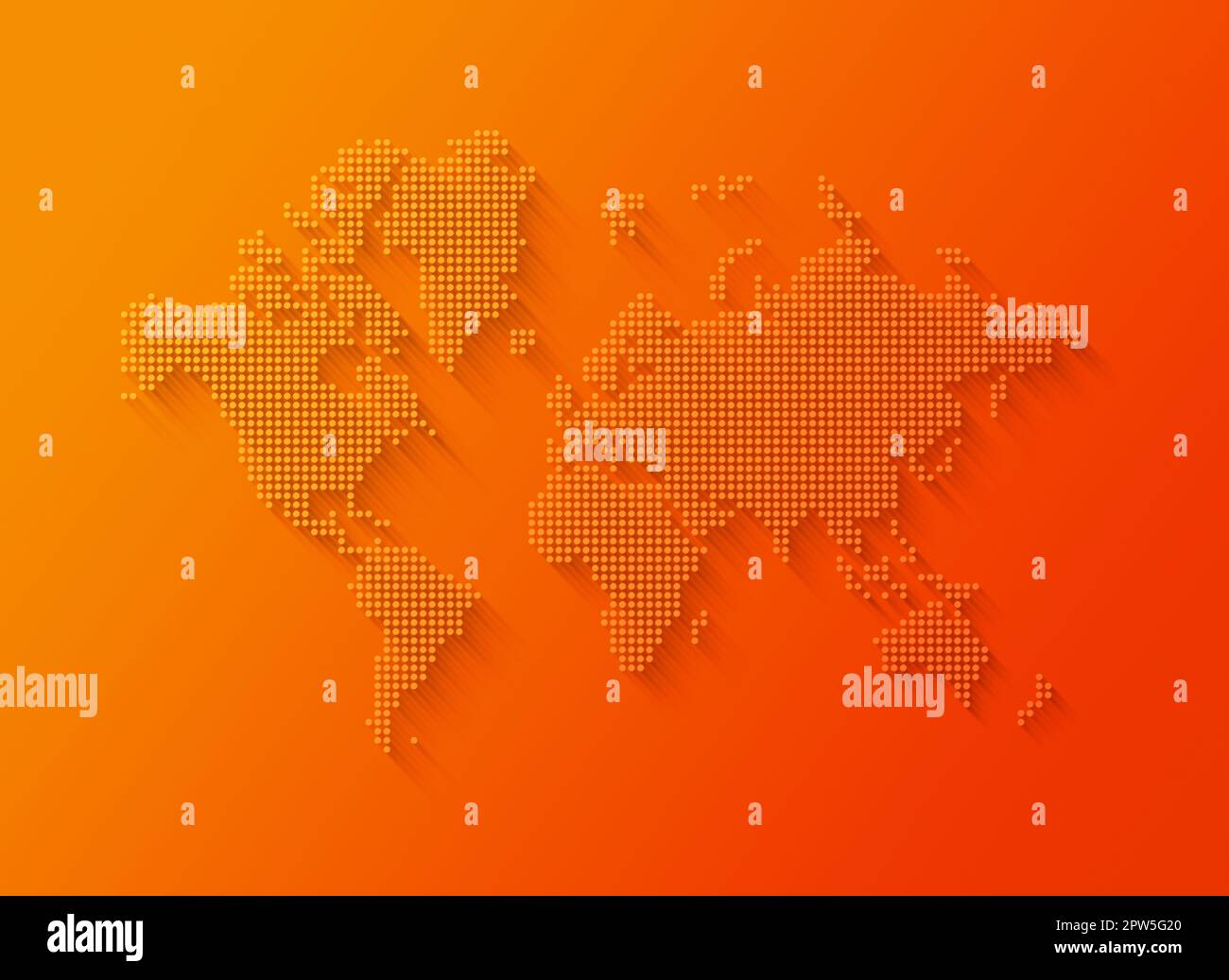 Illustration of a world map made of dots isolated on orange background ...