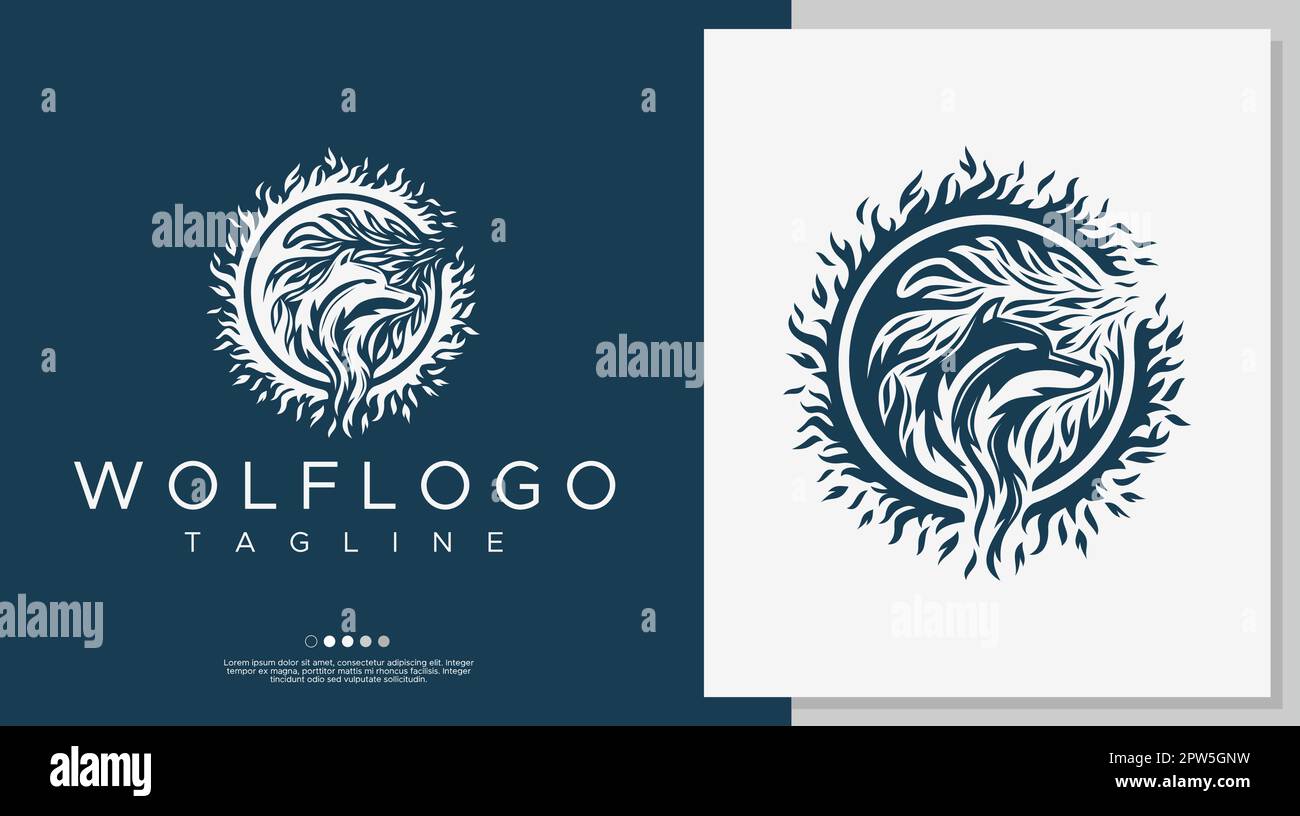 Vintage wolf logo design template. Fire wolf logo design Stock Vector ...