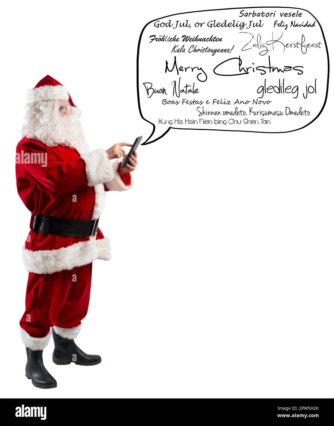 Santa claus sends greeting messages by mobile phone Stock Photo - Alamy