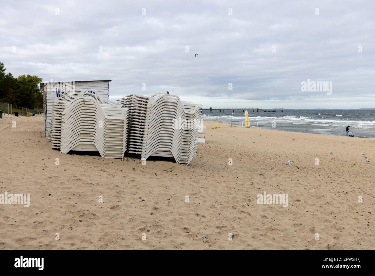 Miedzyzdroje, Poland - September 15, 2022: Seaside landscape, foamy water of the Baltic Sea ...
