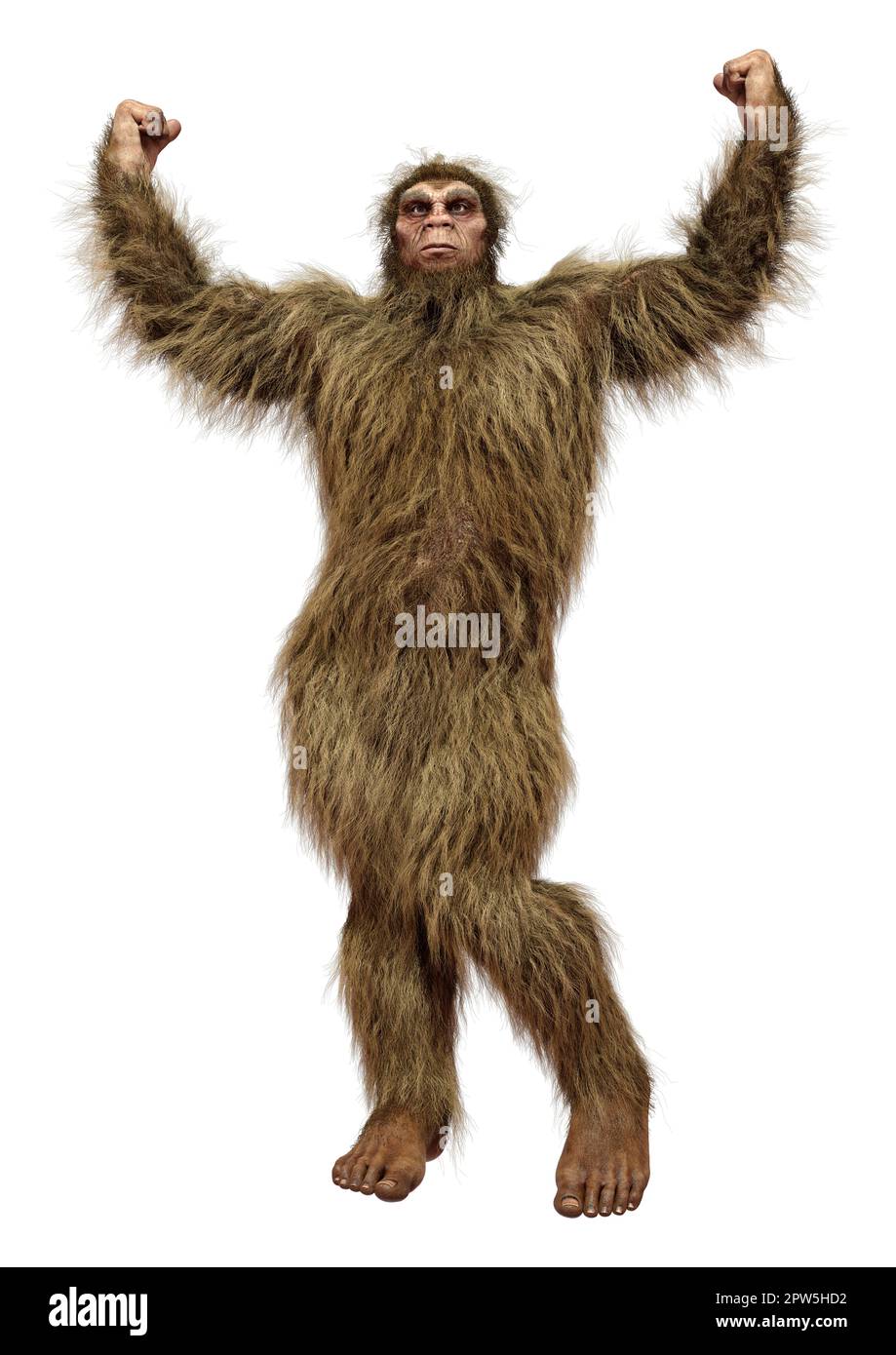 3D rendering of a Sasquatch or Bigfoot isolated on white background ...