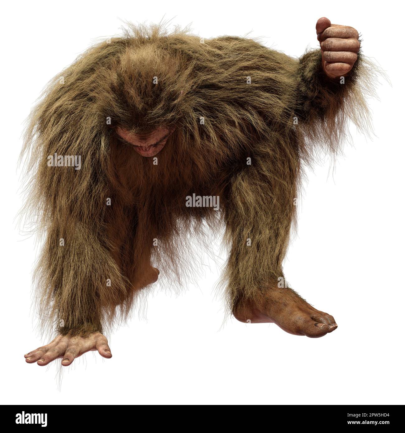 3D rendering of a Sasquatch or Bigfoot isolated on white background ...