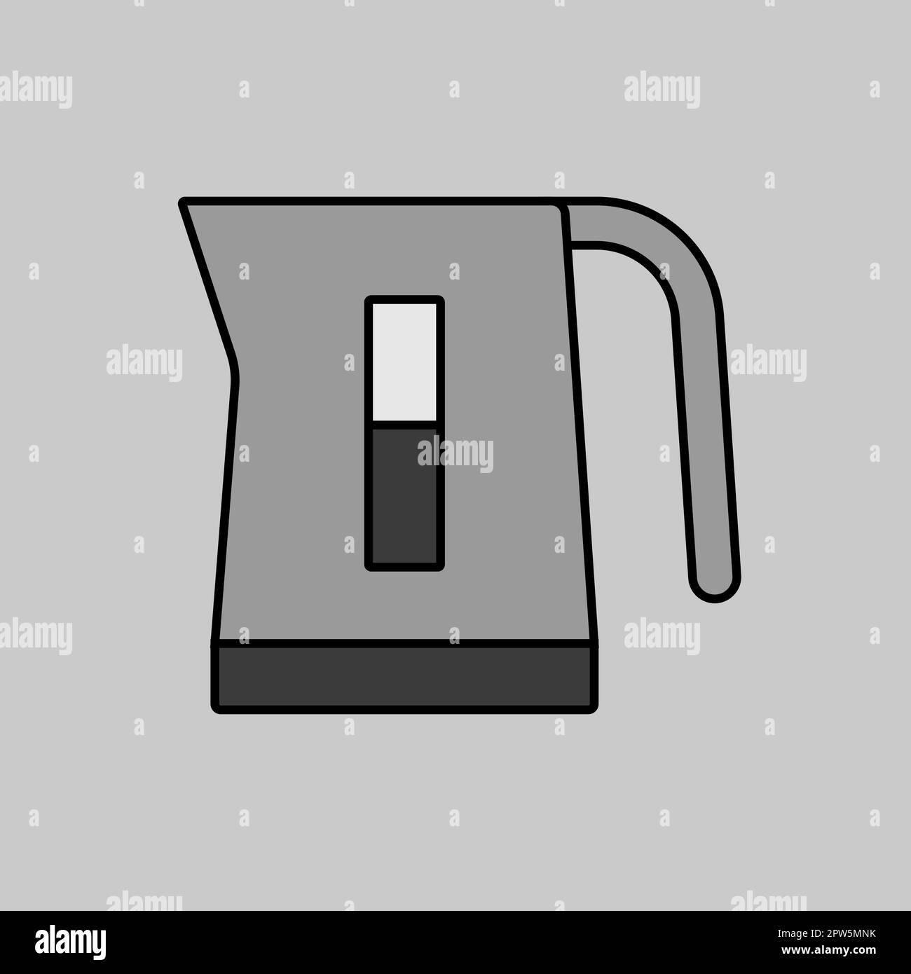 Electric kettle vector grayscale icon. Kitchen appliance. Graph symbol ...