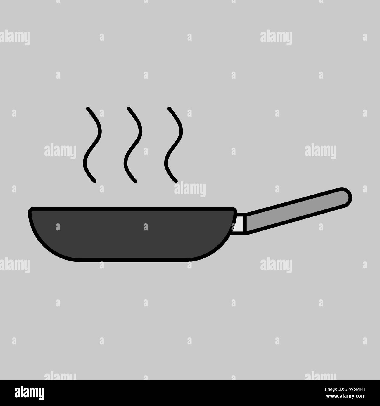 Frying pan vector grayscale icon. Kitchen appliance. Graph symbol for ...
