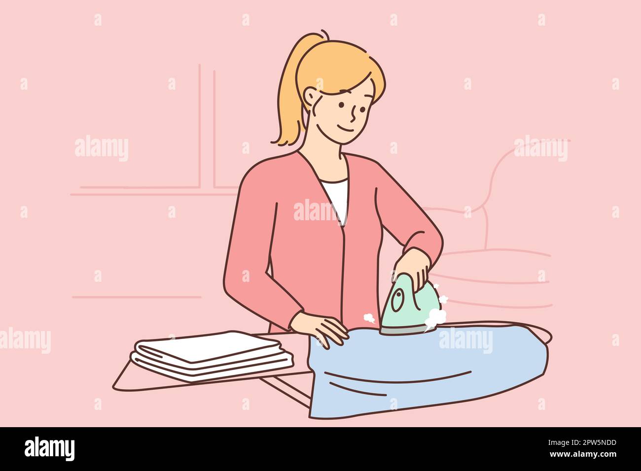 Woman ironing clothes on an ironing board Stock Vector Image & Art - Alamy