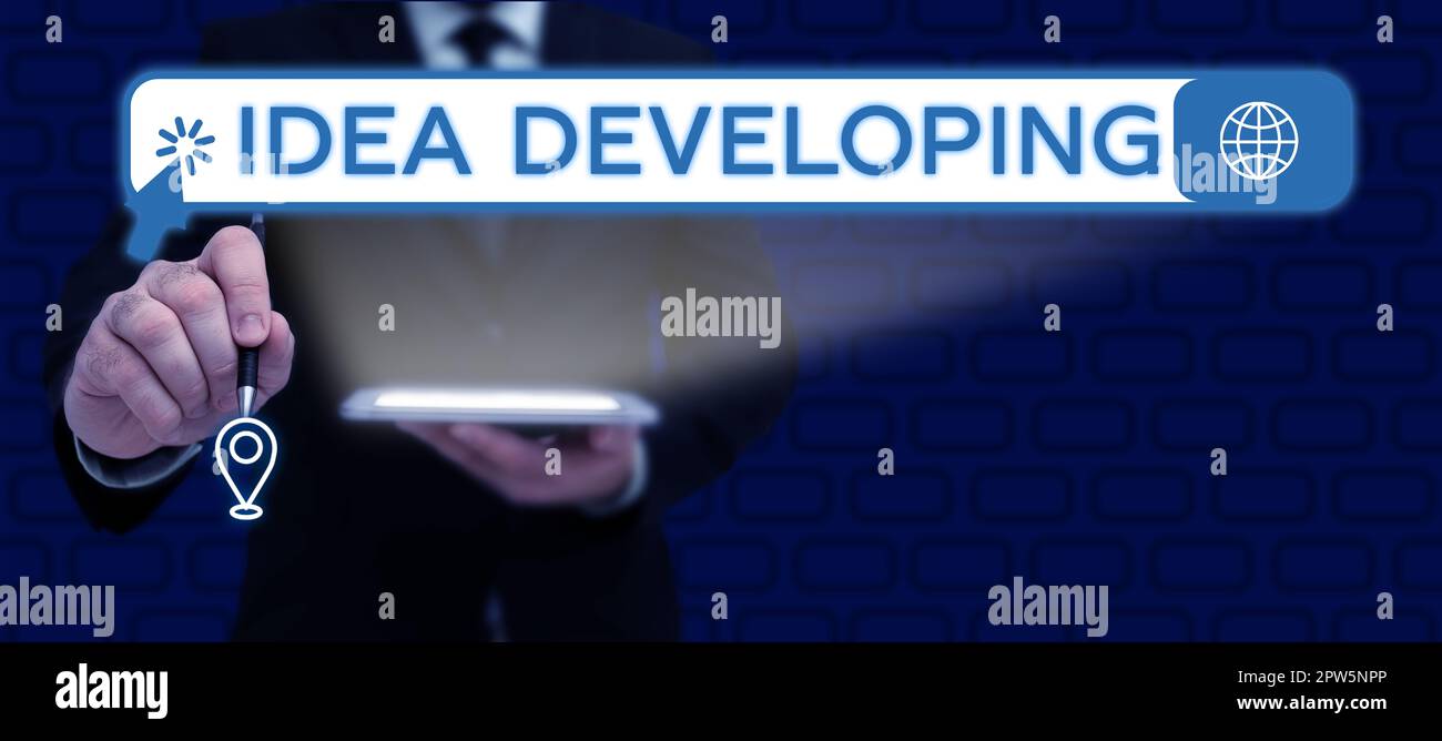 Text showing inspiration Idea Developing, Business idea innovating the ...