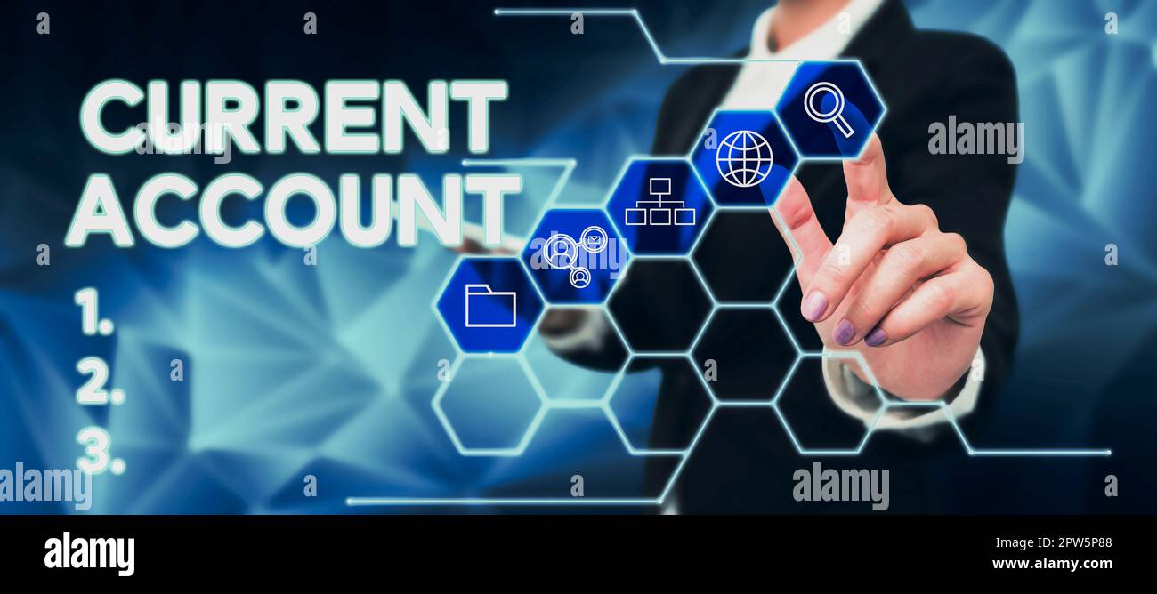 Sign displaying Current Account, Internet Concept personal bank account ...