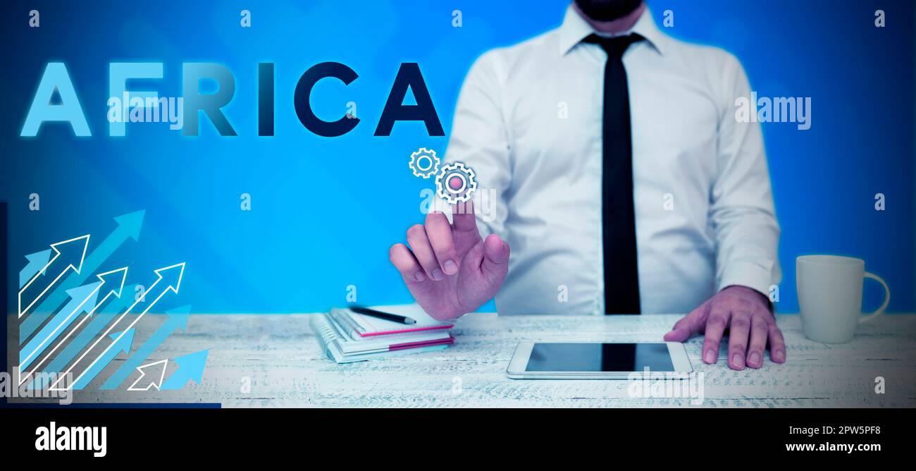 Text sign showing Africa, Internet Concept worlds second largest and ...