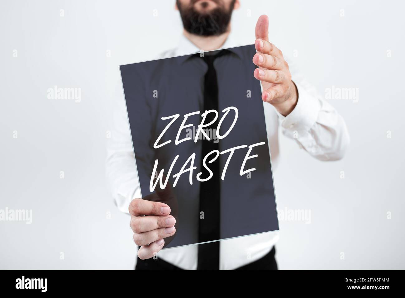 Hand writing sign Zero Waste, Business approach industrial responsibility includes composting ...