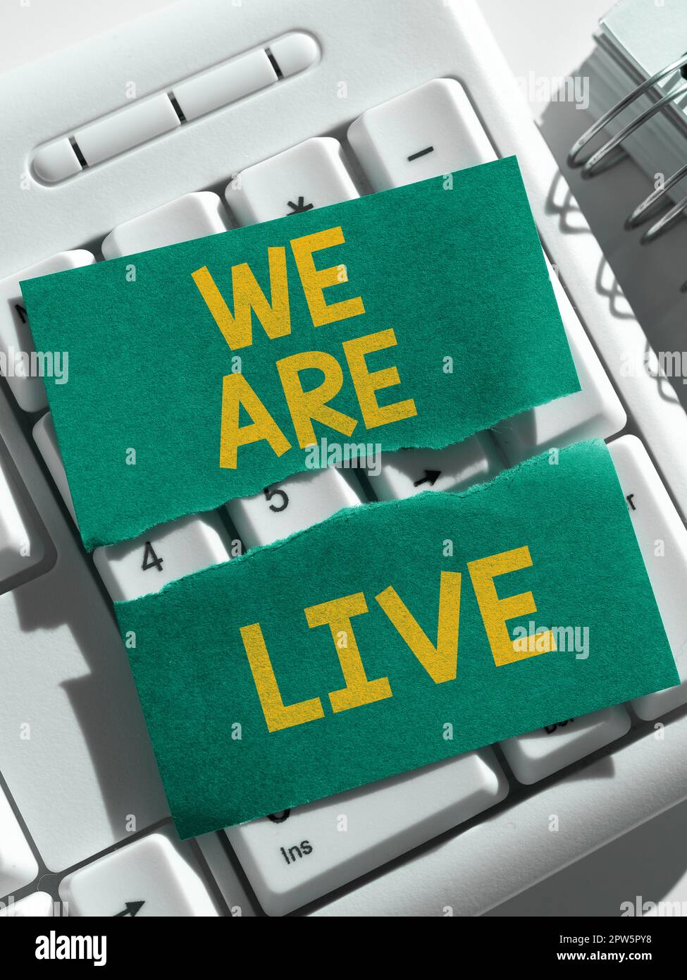 Text caption presenting We Are Live, Word for continuous report or chat ...
