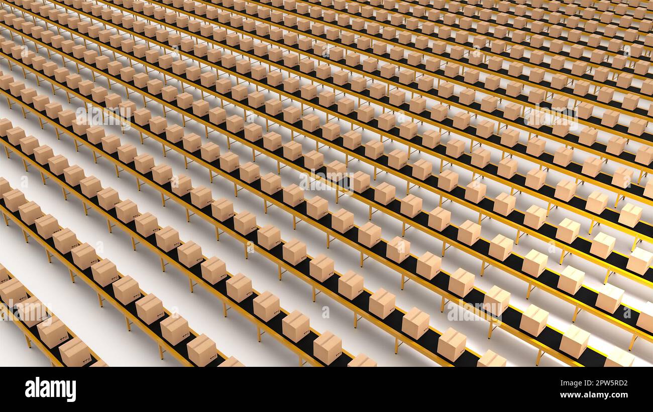 Delivery boxes on conveyor. Computer generated 3d render Stock Photo ...