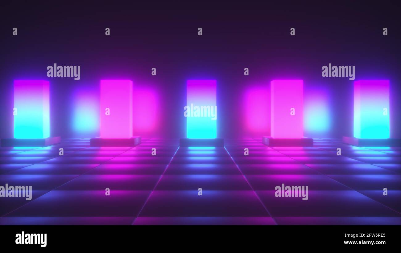Floor with neon. Computer generated 3d render Stock Photo - Alamy