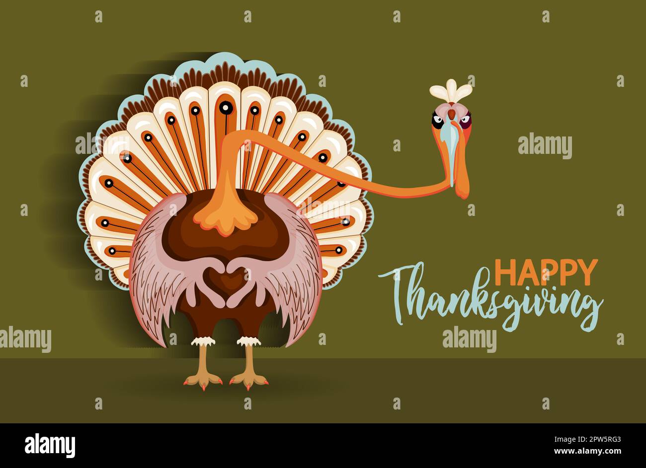 Thanksgiving day horizontal banner with turkey. funny turkey bird ...