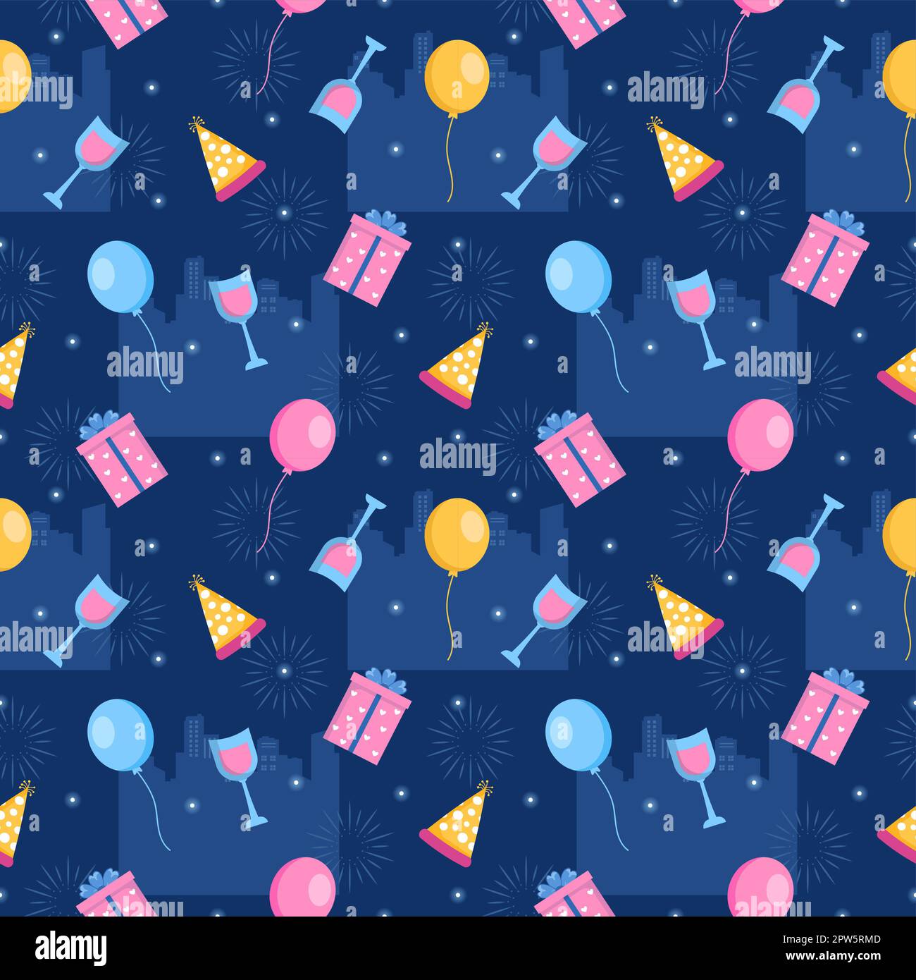 Happy New Year 2023 Seamless Pattern Design with Decoration in Template ...