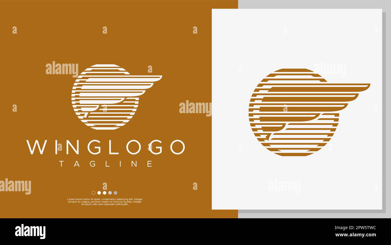 Airplane wing logo design template. Line wing logo template Stock ...