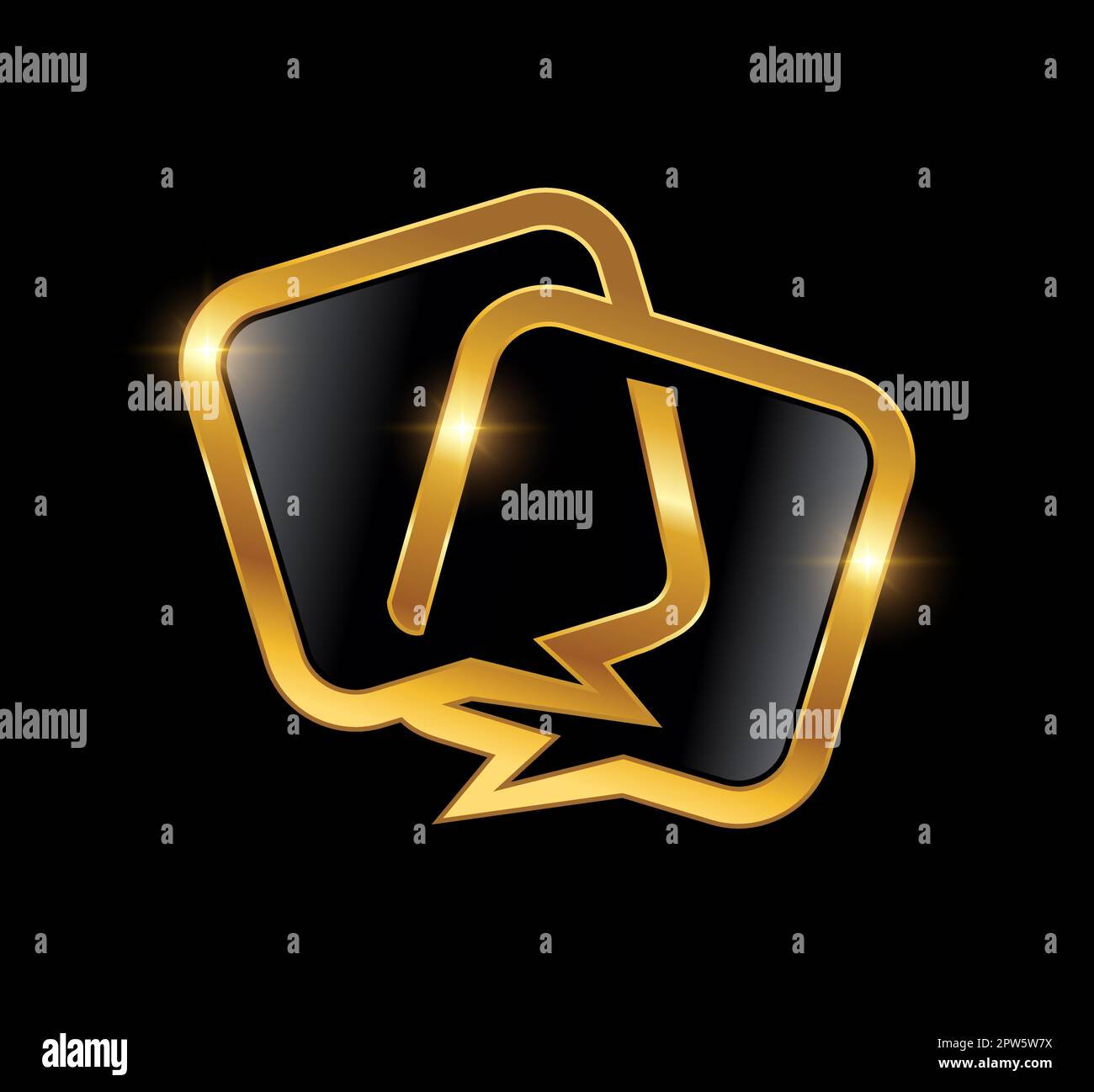 Golden Double Bubble Chat Logo Vector Icon Stock Vector Image & Art - Alamy