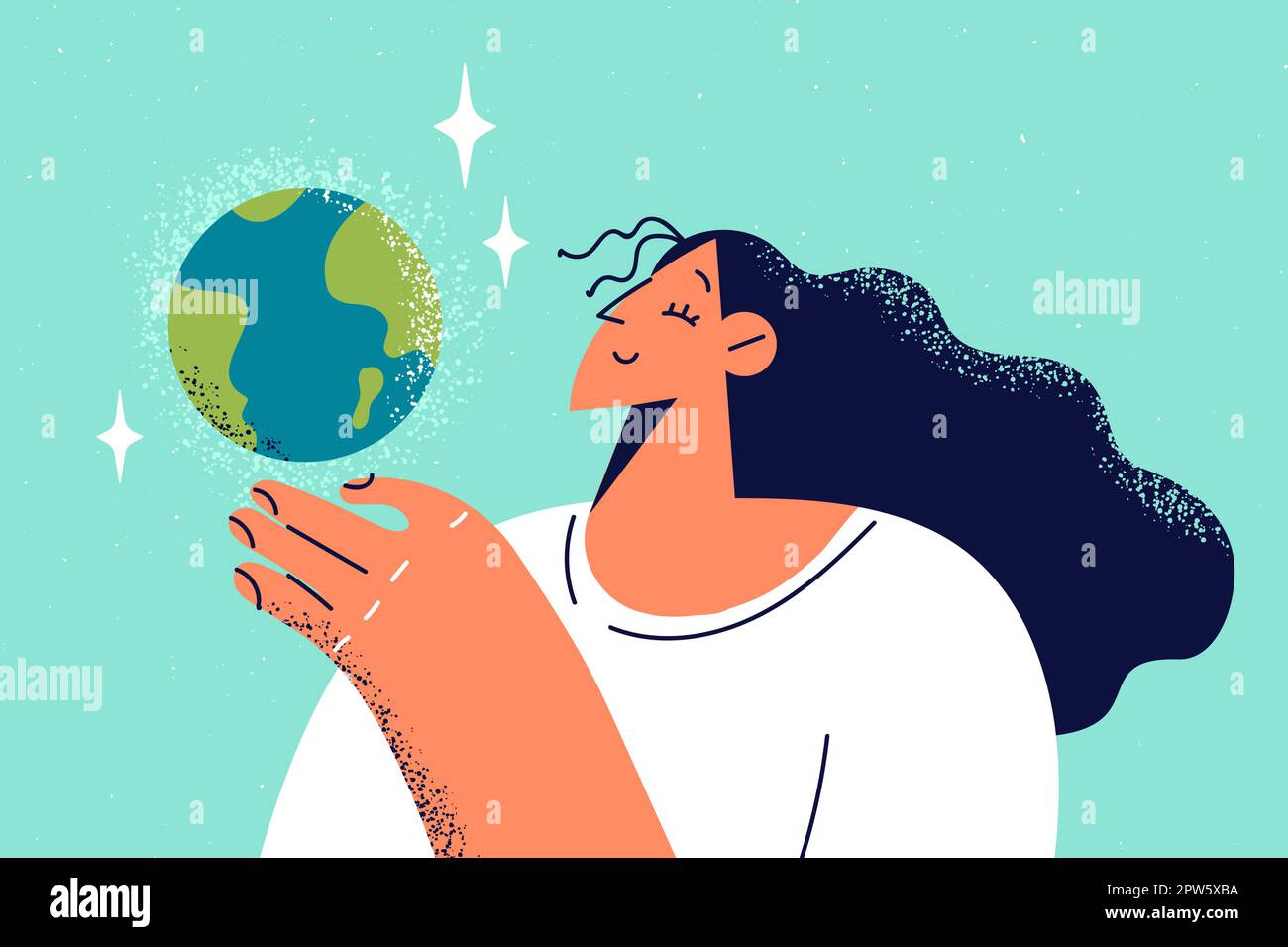 Woman holding planet earth Stock Vector Images - Alamy