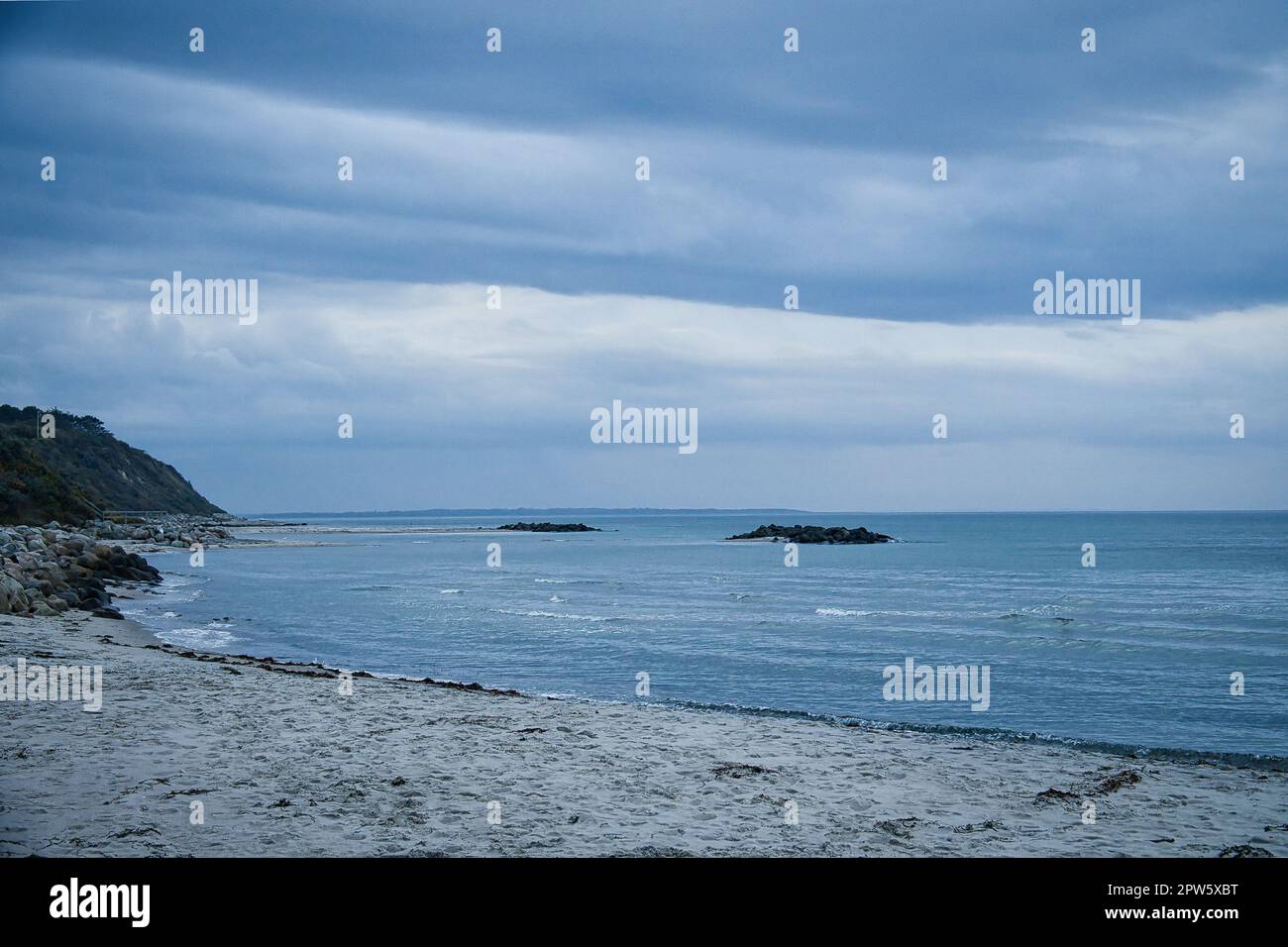 Hundested, Denmark on the cliff overlooking the sea. Baltic Sea coast ...