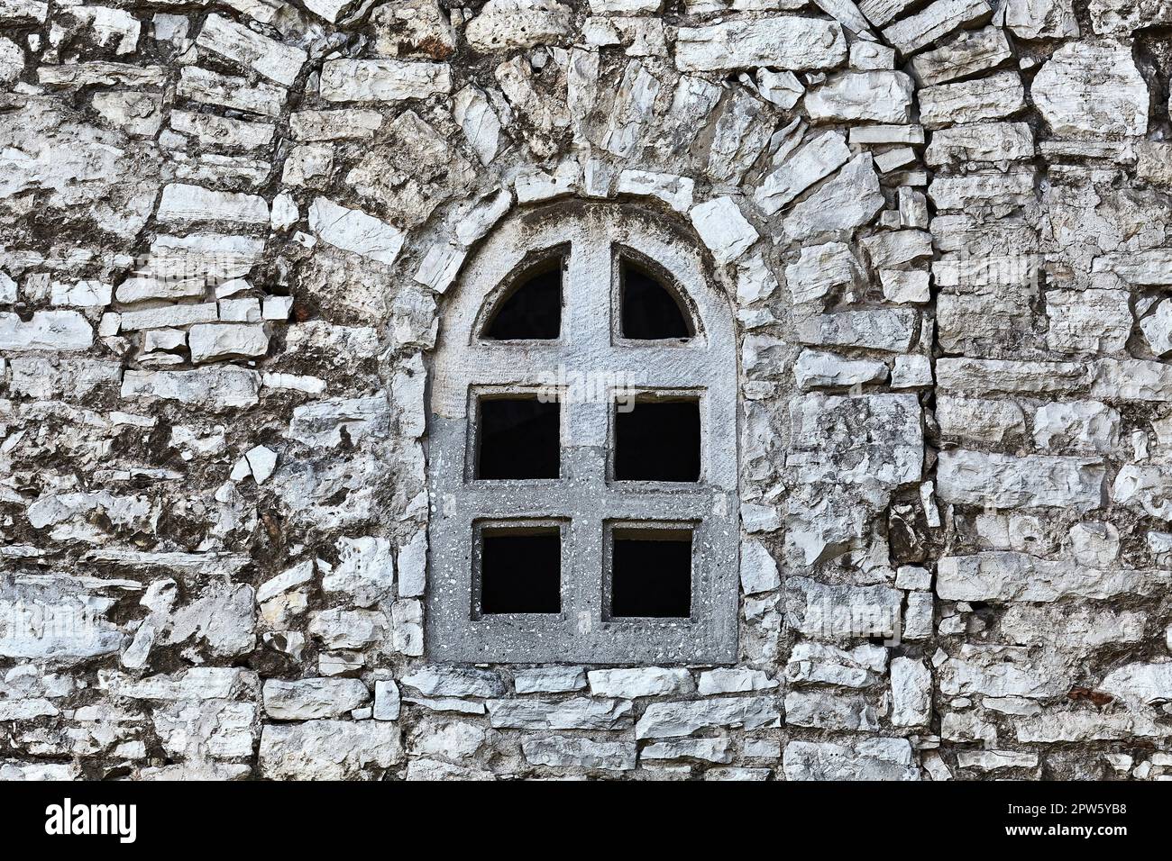 Window on an old stone wall of a castle Stock Photo - Alamy